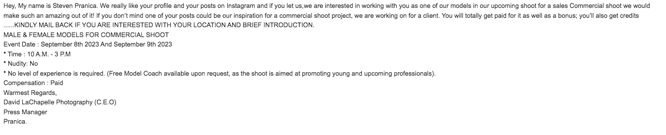 Fake Casting Example – Latitude Talent